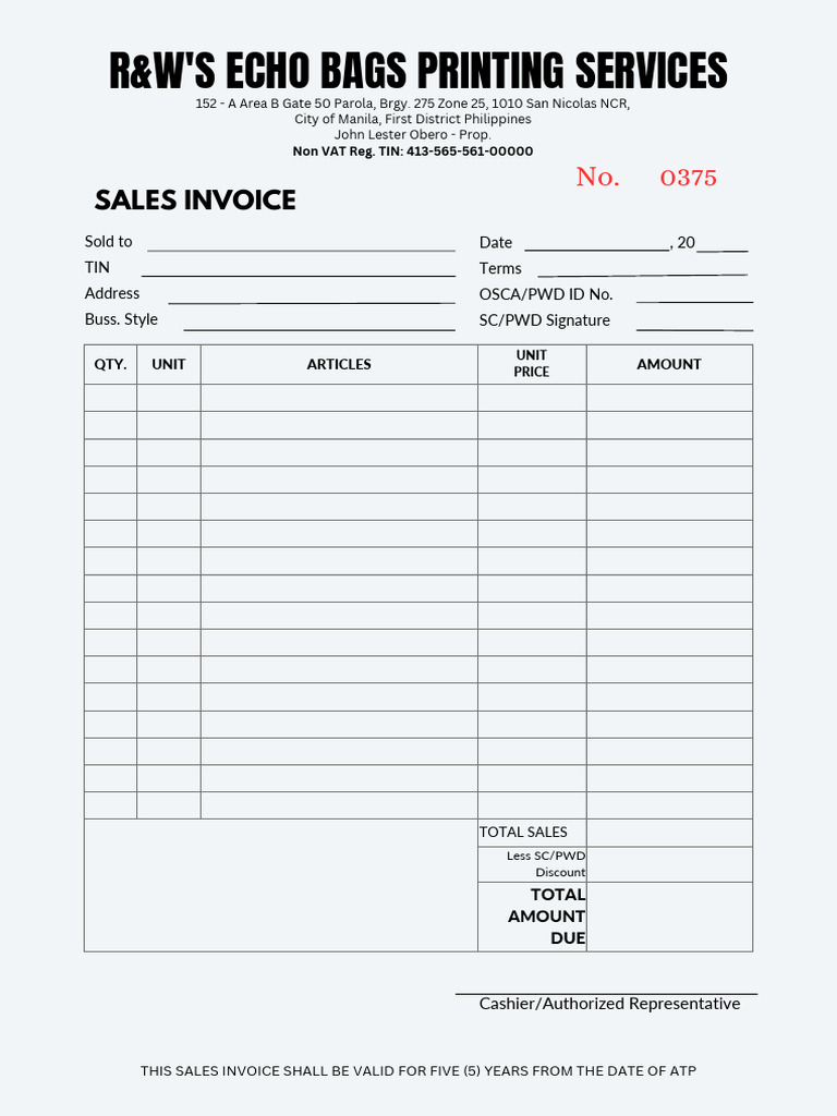 Light Blue Minimal Clothing Order Form Invoice - 2 | PDF