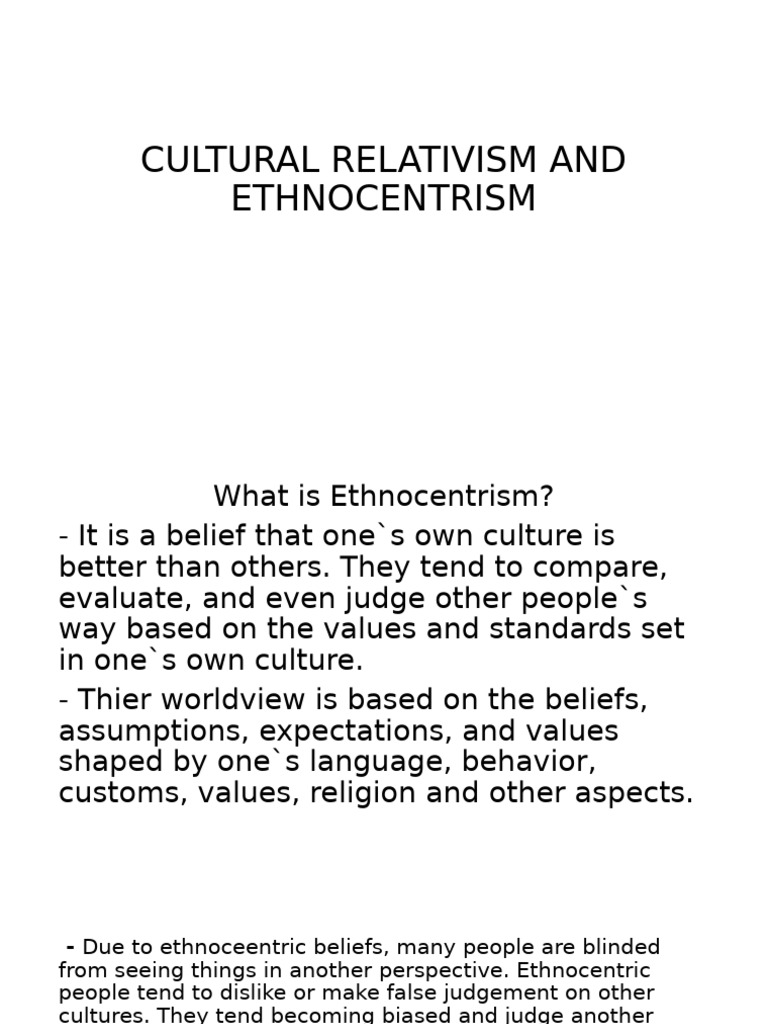 Ethnocentrism and Relativism Powerpoint Presentation | PDF | Toleration ...