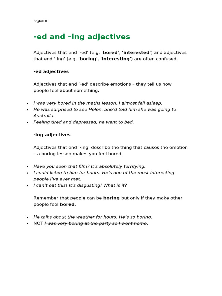 Understanding -ed and -ing Adjectives | PDF | Chess Theory