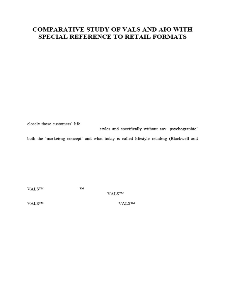 Academy of Marketing Studies Journalc - AIO VALS | PDF | Retail | Marketing