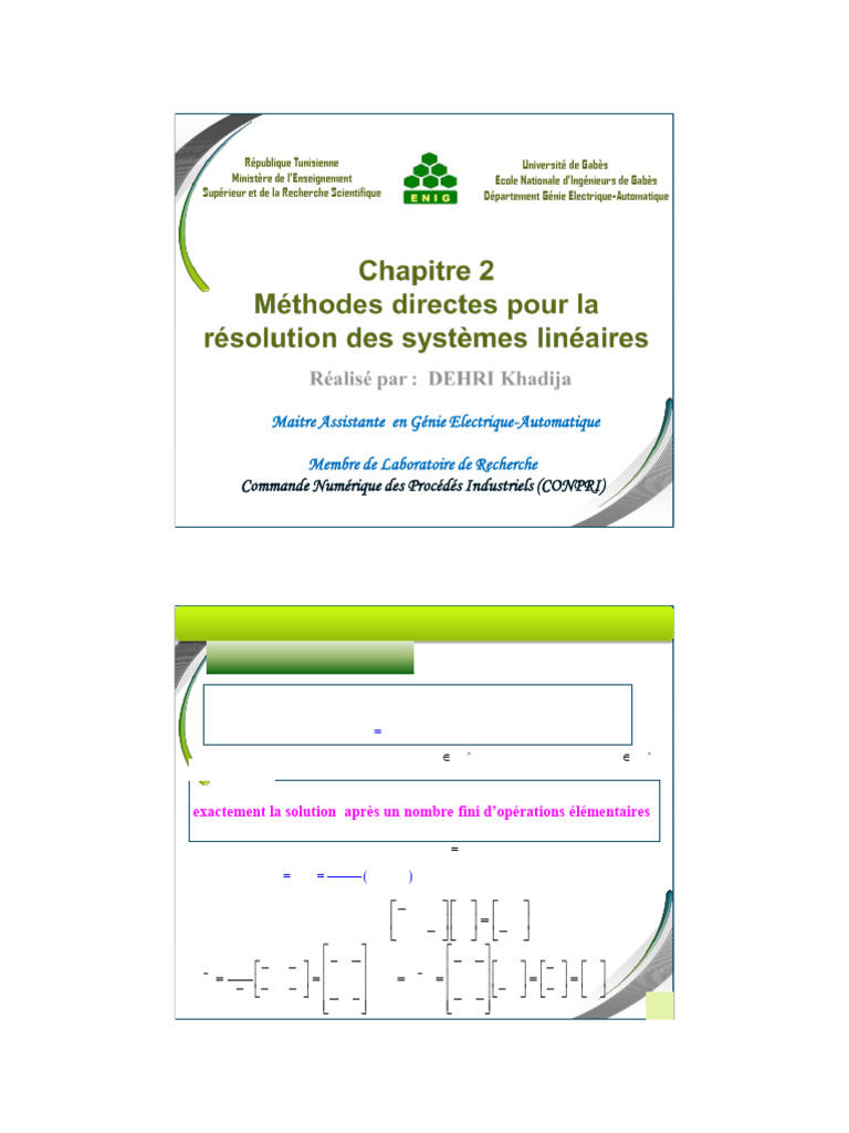 Résolution des systèmes linéaires | PDF | Mathématiques appliqués ...