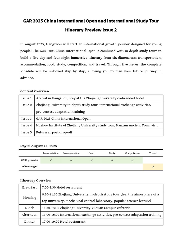 GAR 2025 China International Open and International Study Tour ...