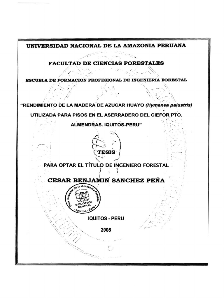 Cesar Tesis Titulo 2008 | PDF | Aserradero | Muestreo (Estadísticas)