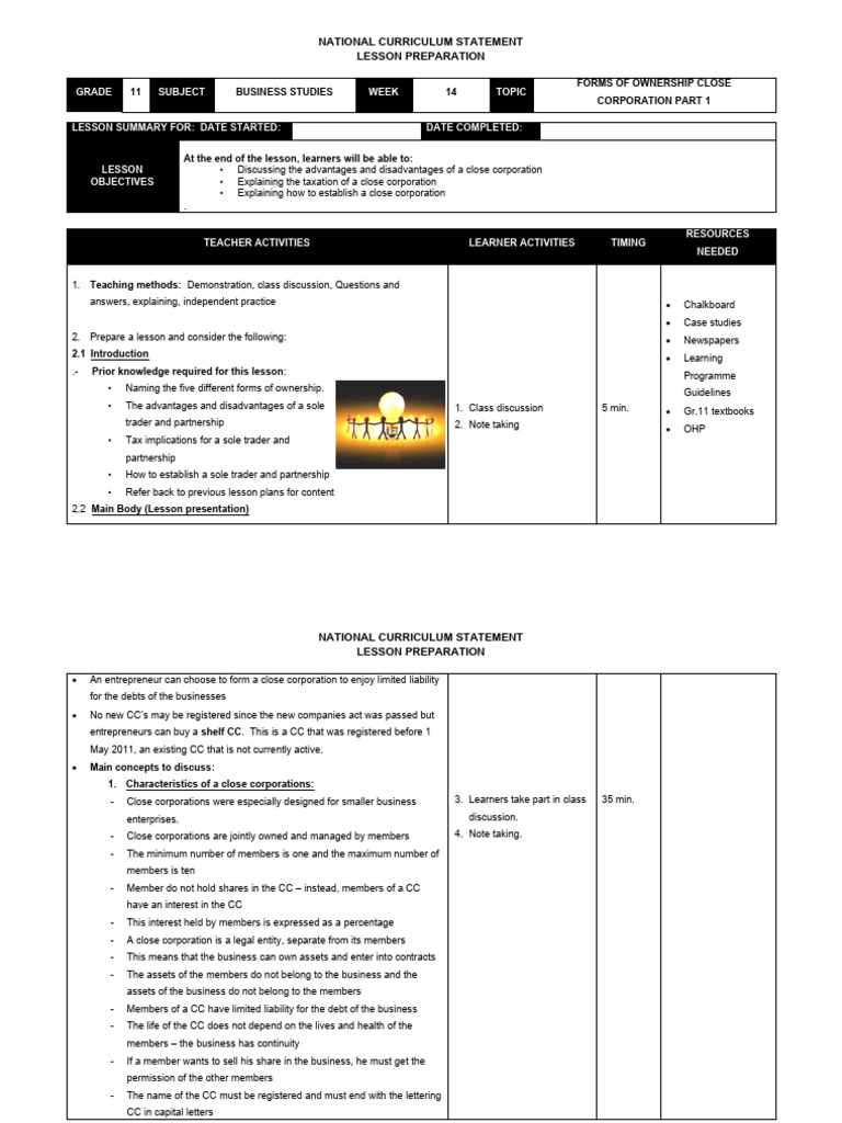 Gr11lp41 Forms of Ownership Close Corporation Part 1 | PDF ...