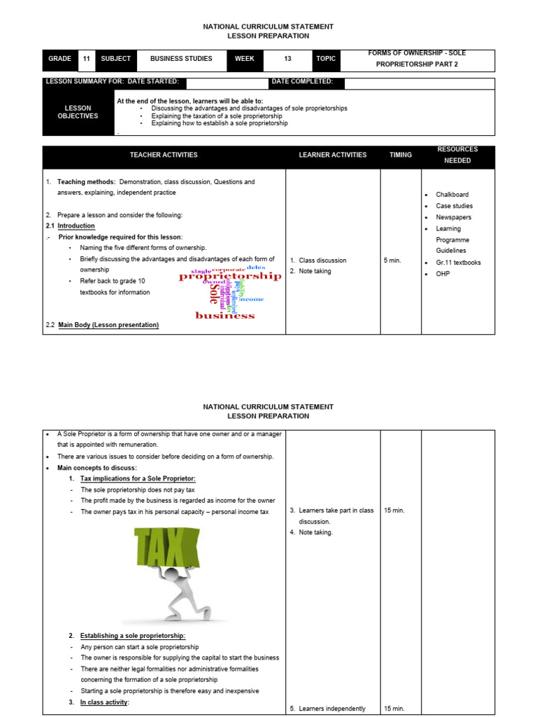 Gr11lp38 Forms of Ownership - Sole Proprietorship Part 2 | PDF | Sole ...