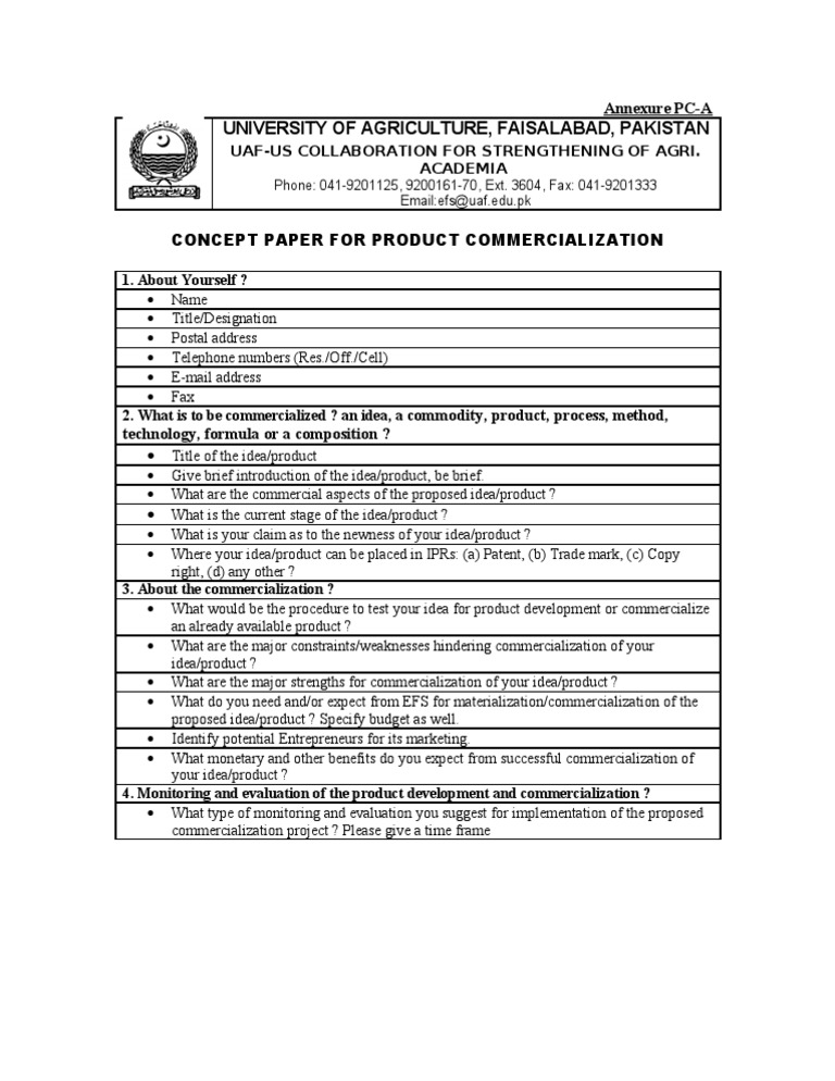 Concept Paper Proforma For PC | PDF | Business