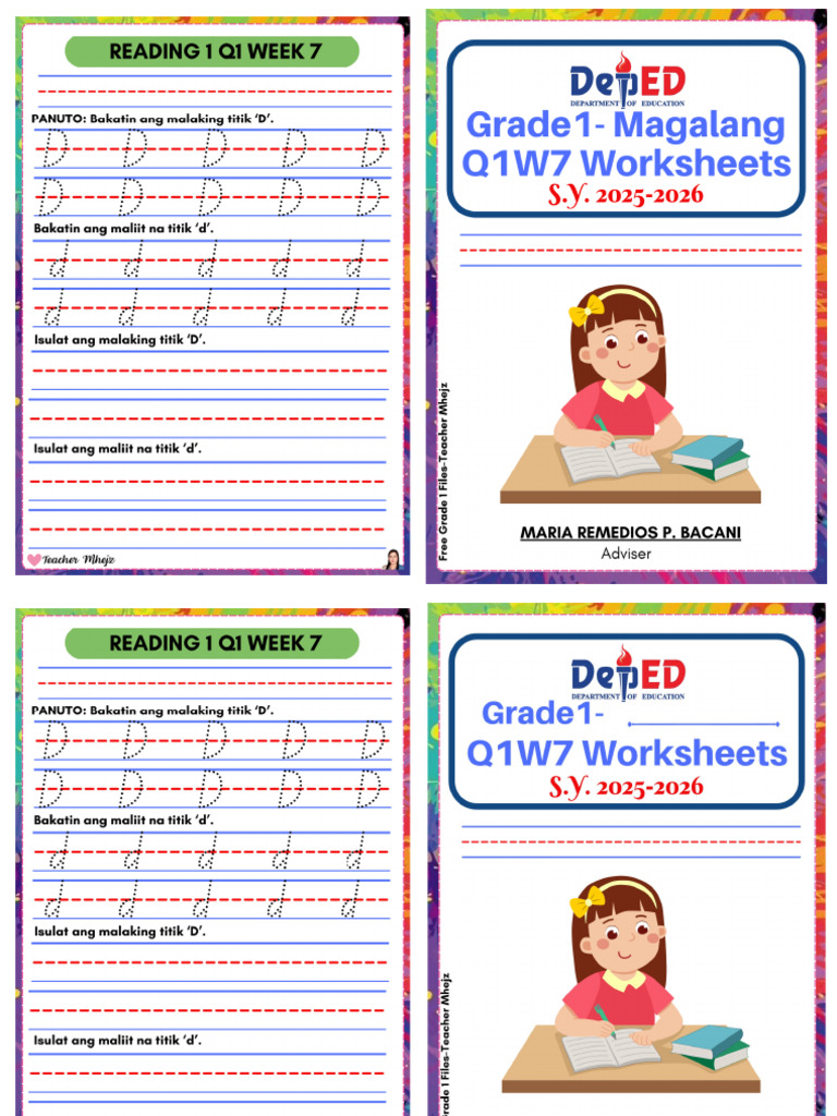 Grade 1 q1 Week 7 Worksheets Booklet Free Grade 1 Files Teacher Mhejz | PDF
