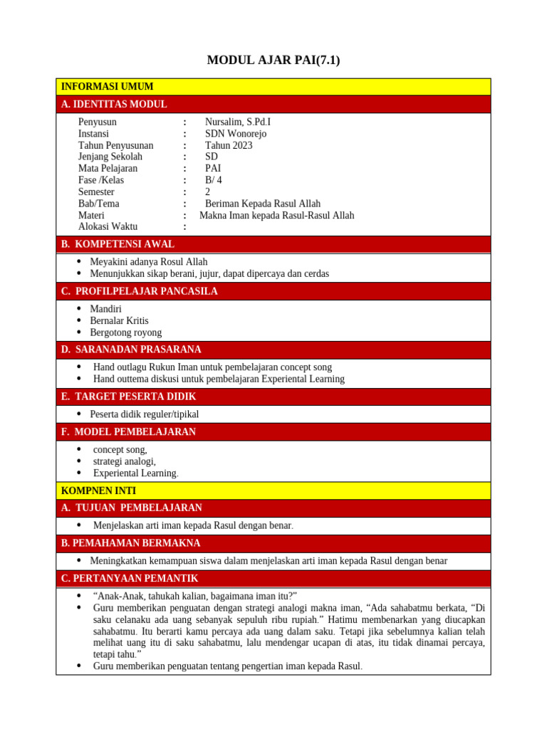 2 - Modul Ajar Kls IV SMT 2 Bab 7 | PDF