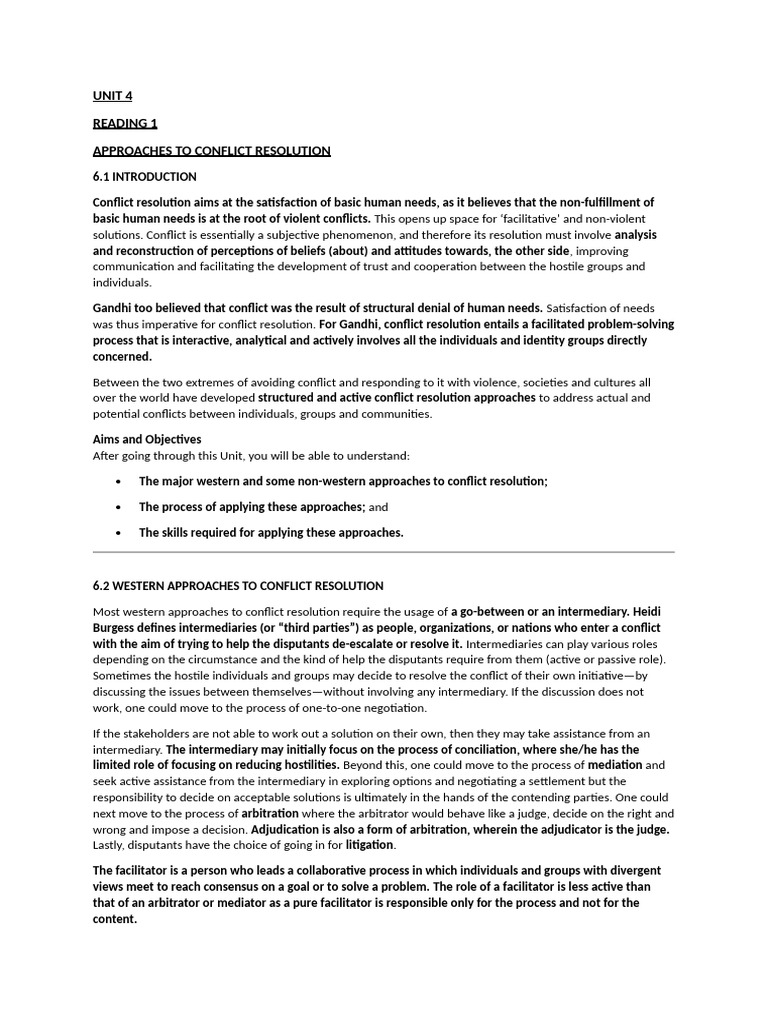 Conflict Resolution Approaches Explained | PDF | Mediation | Deterrence ...