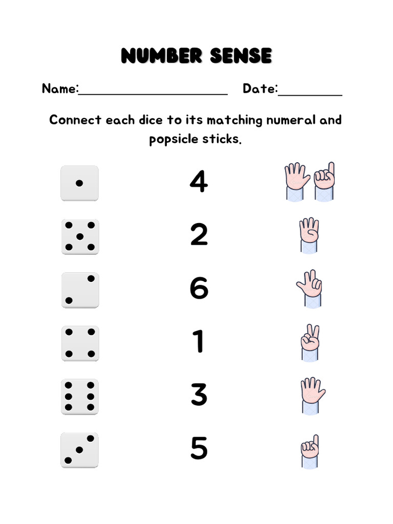 Dice Matching Number Activity | PDF