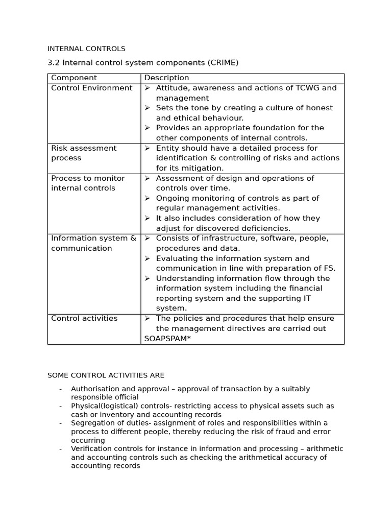 Internal Control Documentation Insights | PDF | Audit | Internal Control