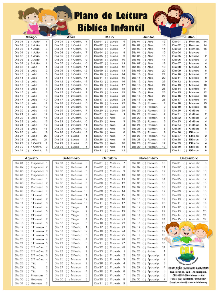 Plano Leitura Biblica Infantil CBA 2025 | PDF