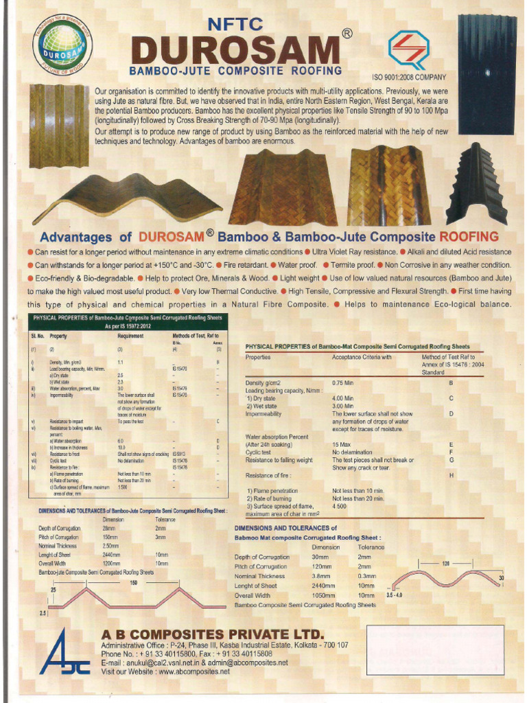 Bamboo Mat Corrugated Roofing Sheet | PDF