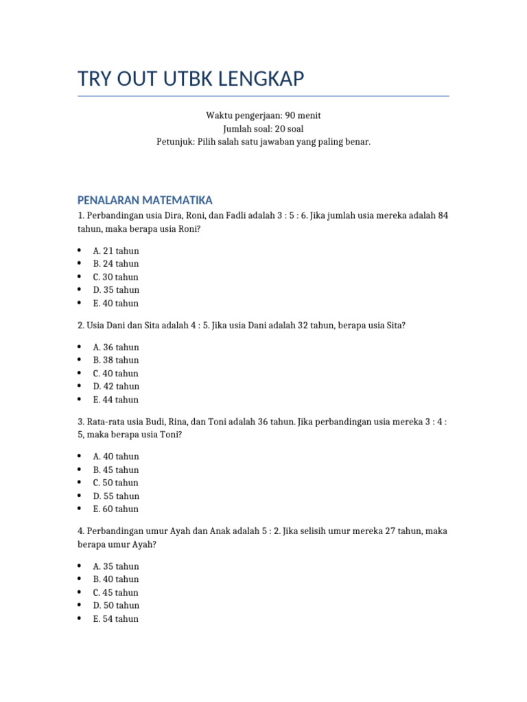 TryOut UTBK Lengkap | PDF