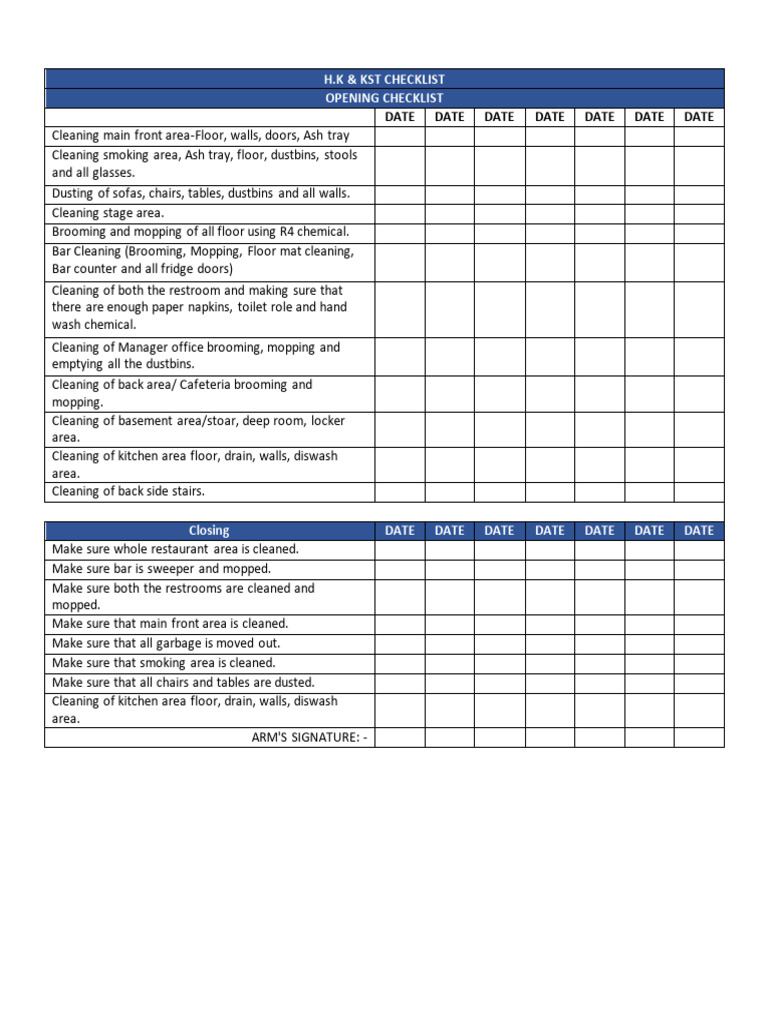 HK & KST Checklist | PDF