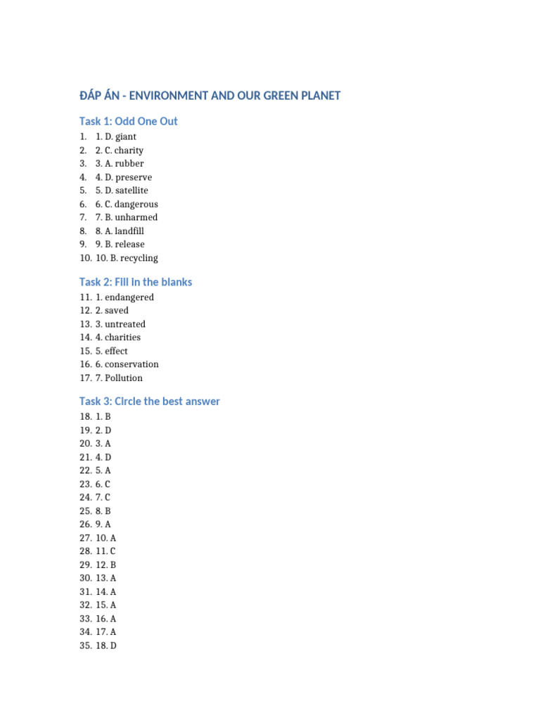Environment Answer Key | PDF
