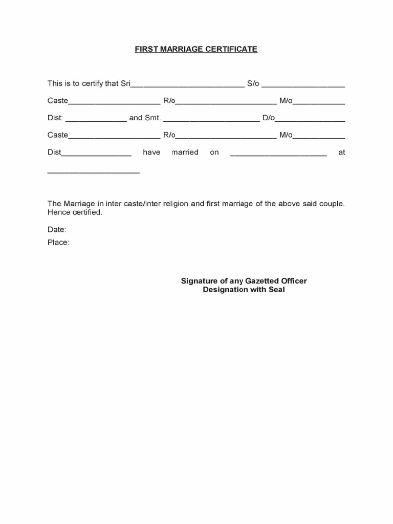 First Marriage Certificate | PDF
