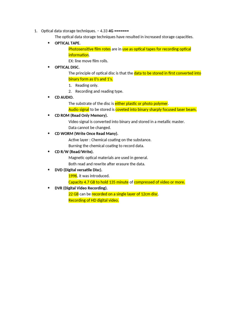 Optical Data Storage Techniques Overview | PDF