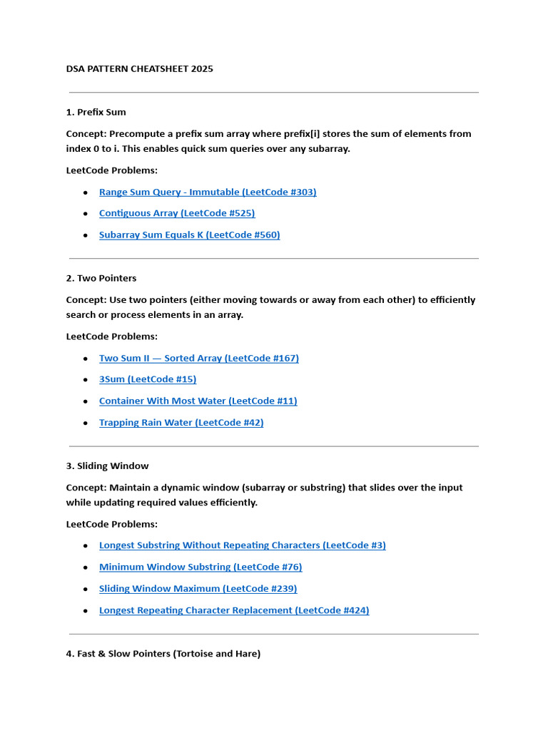 Dsa Pattern Cheatsheet 2025 | PDF | Algorithms And Data Structures ...
