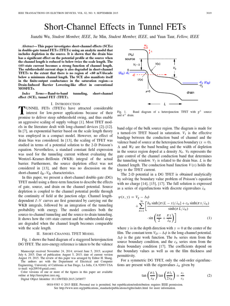 Short-Channel Effects in Tunnel FETs | PDF | Field Effect Transistor ...