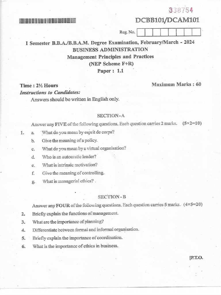 Management Principles and Practices | PDF