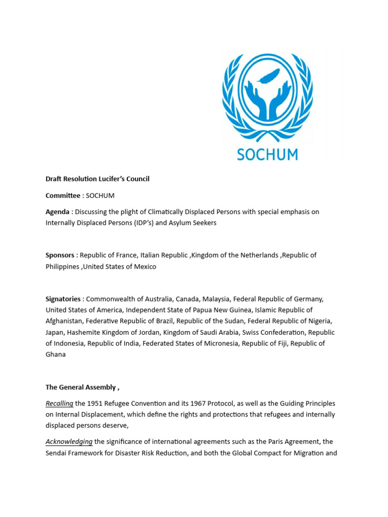 Climate Displacement: Humanitarian Action Plan | PDF | Refugee ...