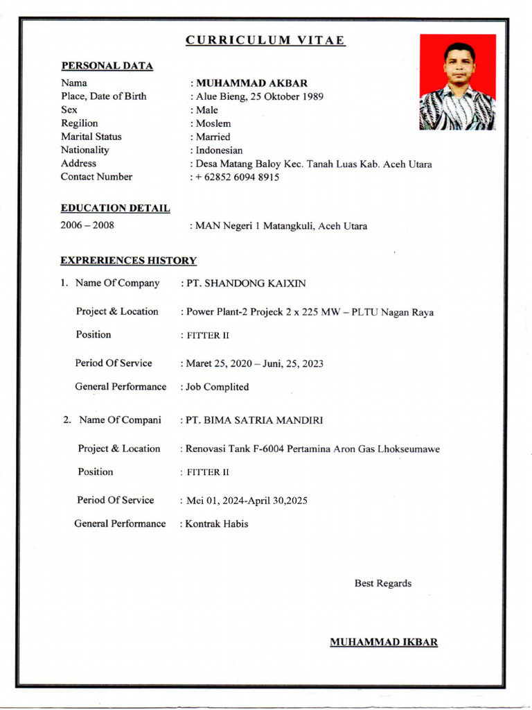Cv. Muhammad Akbar | PDF