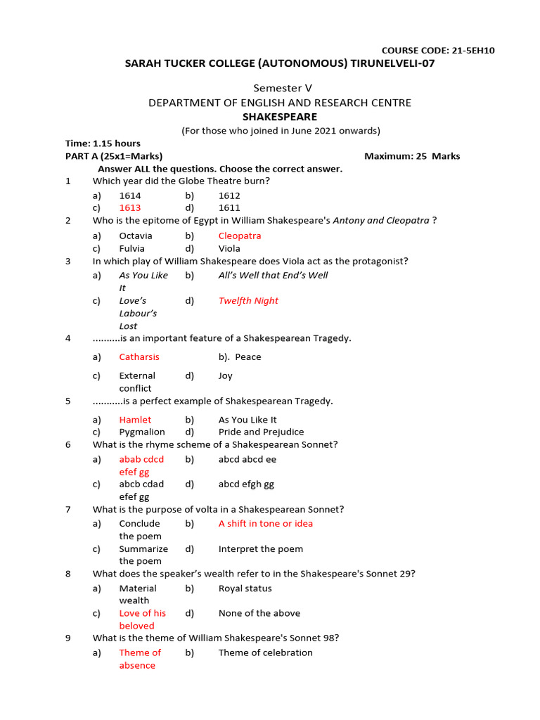 Quiz Shakes. Final | PDF | The Taming Of The Shrew | Macbeth