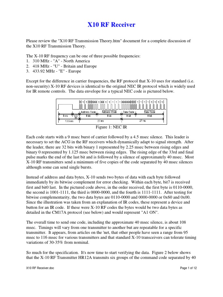 X10 RF Receiver | Download Free PDF | Manufactured Goods | Computer ...