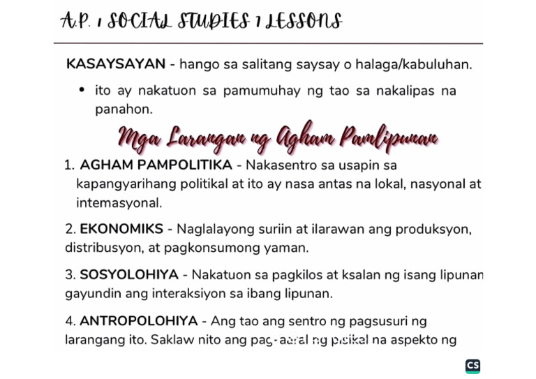 Social Studies Grade 7 Reviewer | PDF