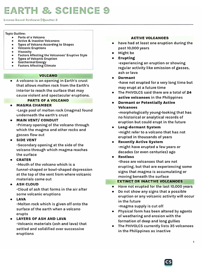Earth Science Grade 9 Reviewer | PDF