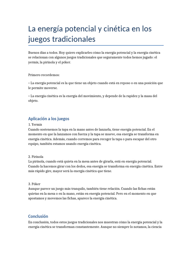 Energia Juegos Tradicionales | PDF