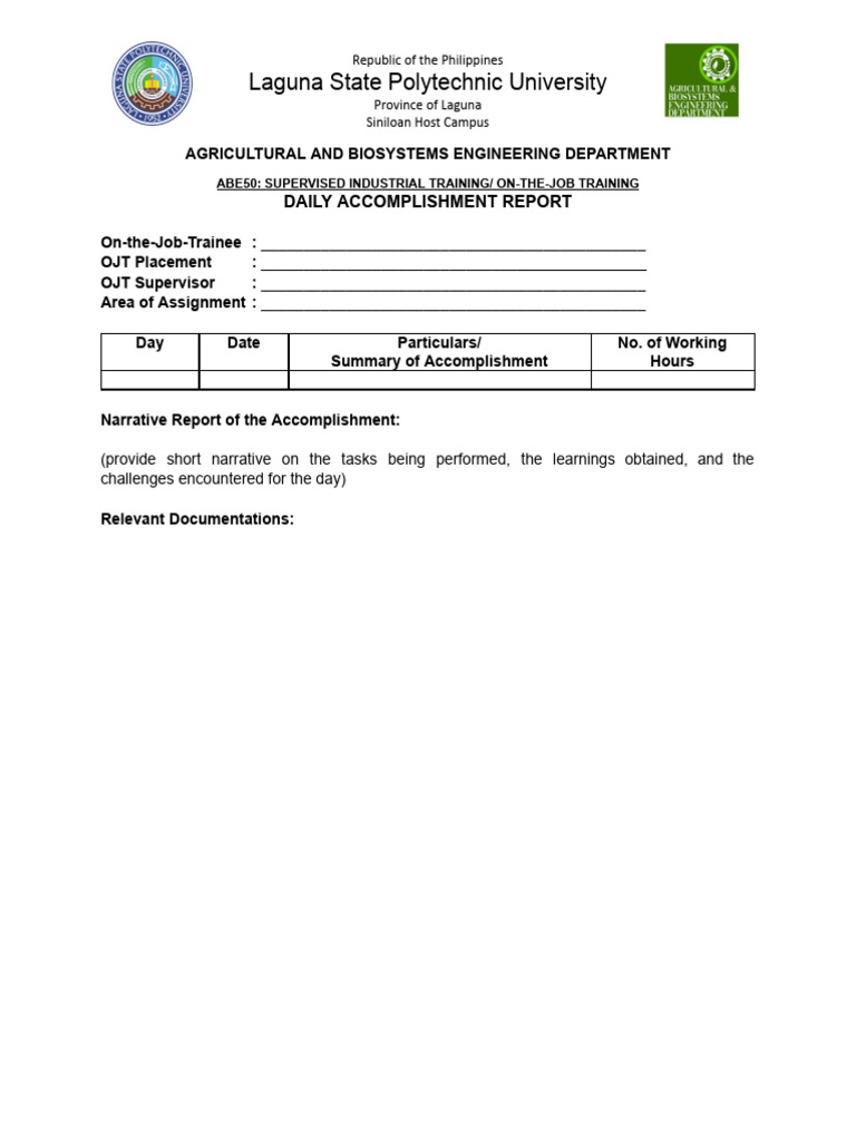 OJT Daily Accomplishment Report.docx | PDF