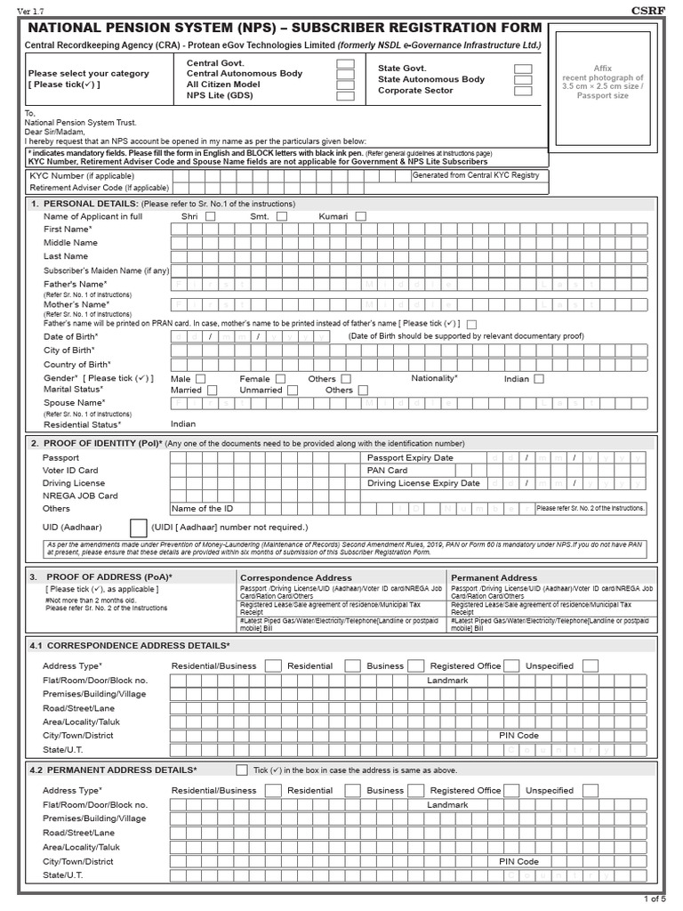 Form CSRF Subscriber Registration Form | PDF | Identity Document
