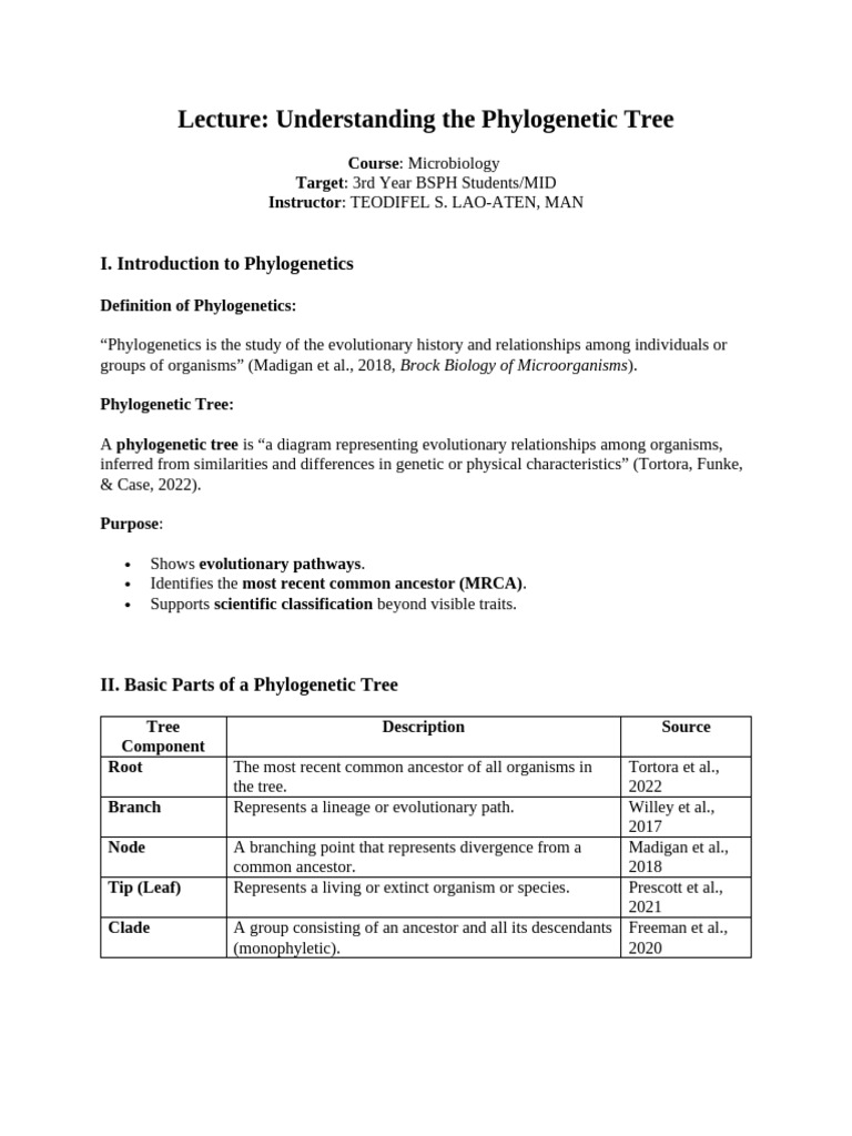 Phylogenetic Tree Student | PDF | Phylogenetic Tree | Phylogenetics