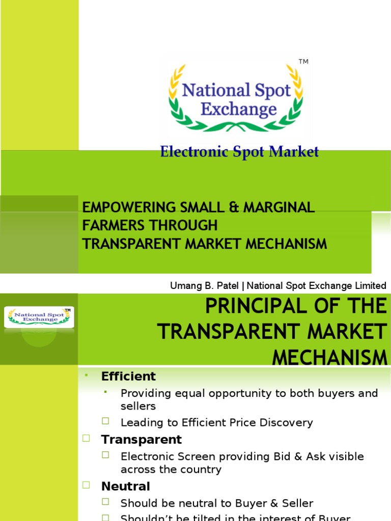 Empowering Small & Marginal Farmers Through Transparent Market Mechanism | PDF | Futures ...