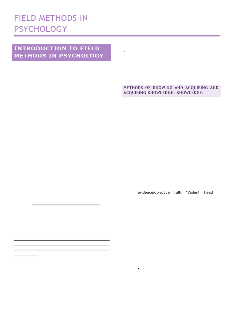 Field Methods in Psychology Explained | PDF | Quantitative Research ...
