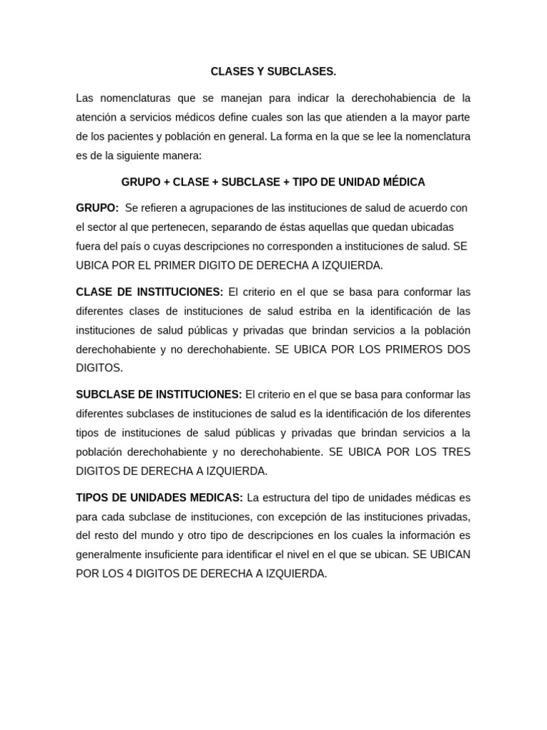 Clases y Subclases de Nomenlatura | PDF