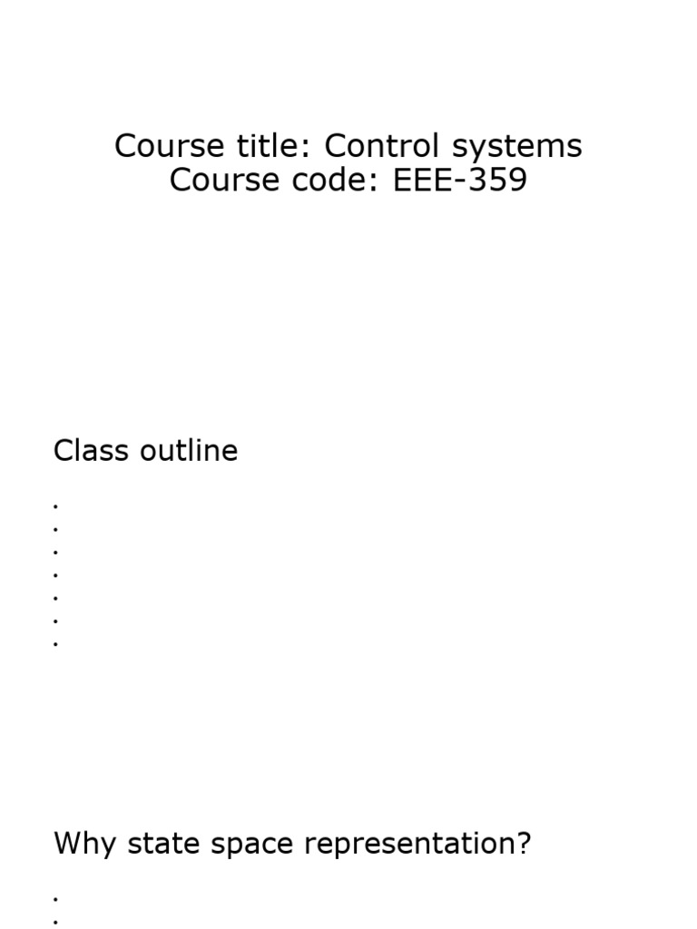 Slide-3 (State Space Representation) | PDF | Damping | Electrical Network