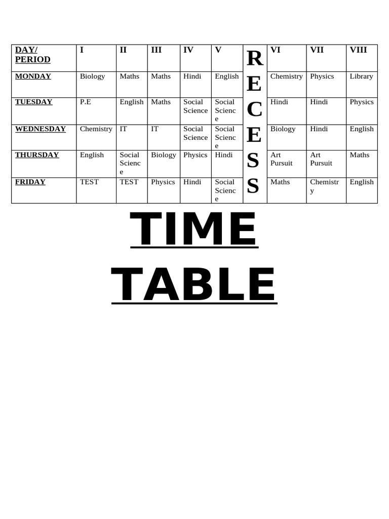 Time Table It | PDF