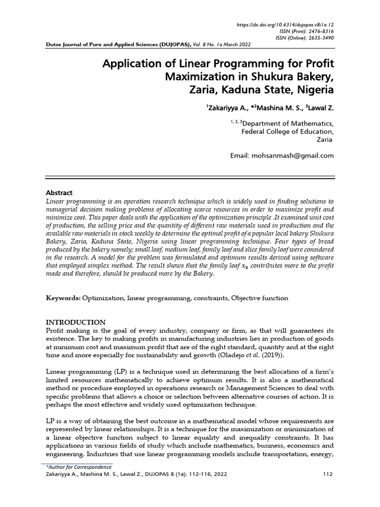 Profit Maximization LP | PDF | Mathematical Optimization | Linear Programming