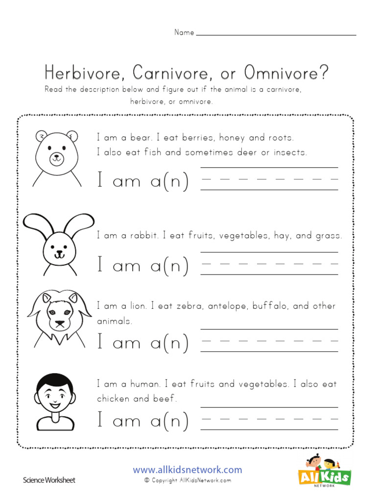 Herbivore Carnivore Omnivore Worksheet | PDF