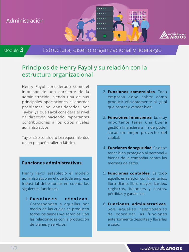 Principios de Henry Fayol y Su Relación Con La Estructura Organizacional - M3 | PDF | Diseño ...