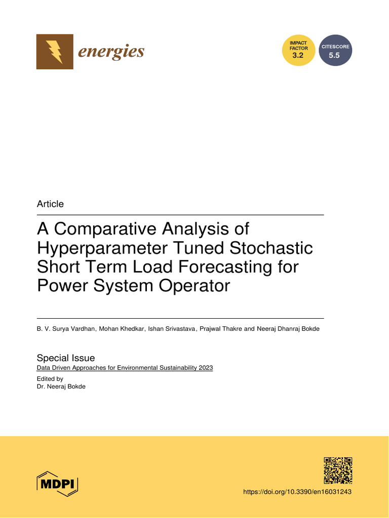 A Comparative Analysis of Hyperparameter Tuned Stochastic Short Term Load Forecasting For Power ...