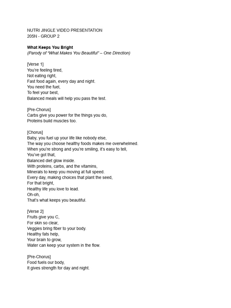 Nutri Jingle: Fuel Your Life | PDF