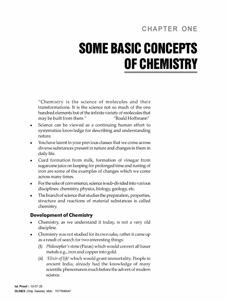 01-Some Basic Concept of Chemistry (Chem-Class XI-2025) | PDF