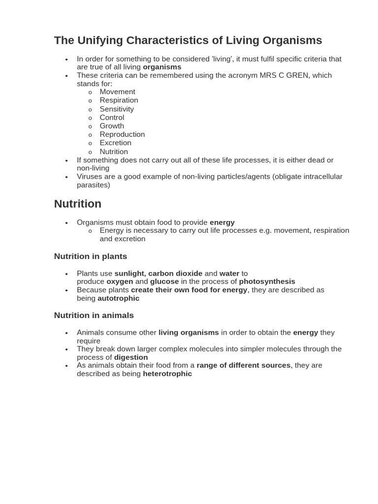 Characteristics of Living Bodies | PDF | Sexual Reproduction | Excretion