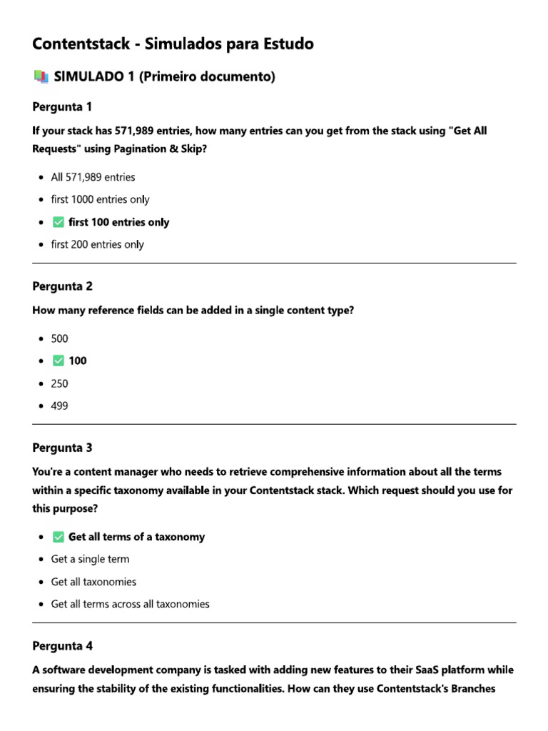 Simulado Contentstack | PDF