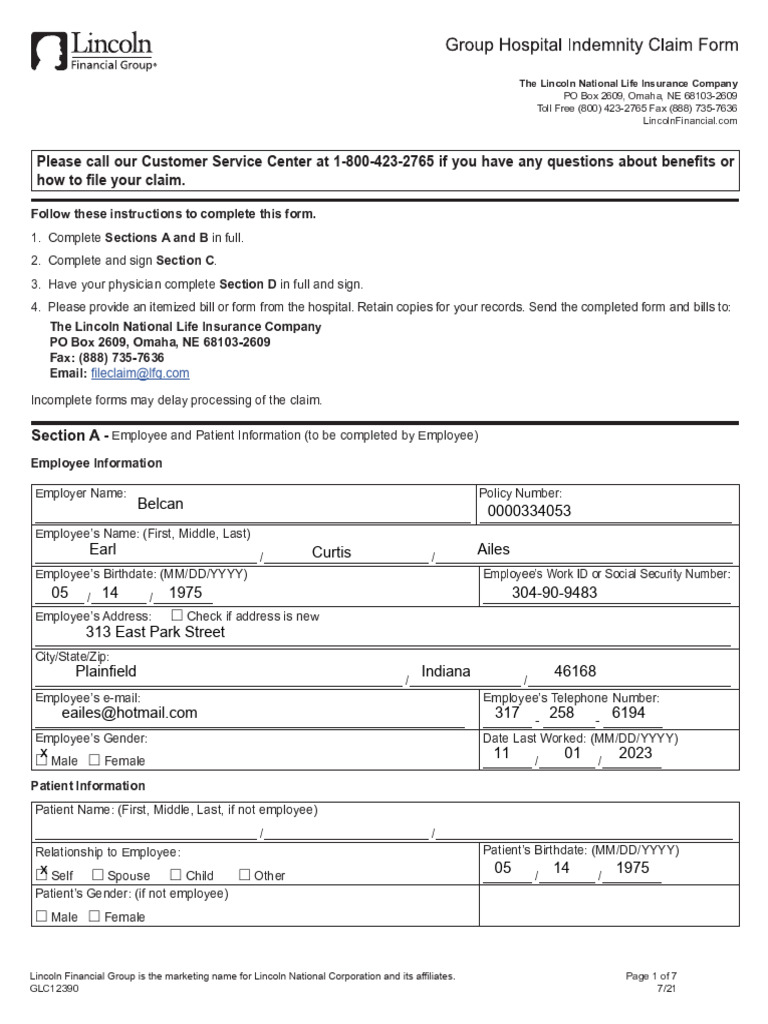 Hospital Indemnity Claim Form | PDF