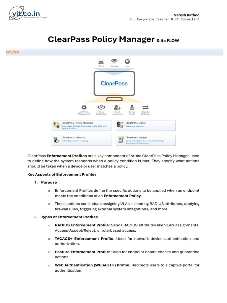 ClearPass Policy Manager | PDF | Radius | Authentication